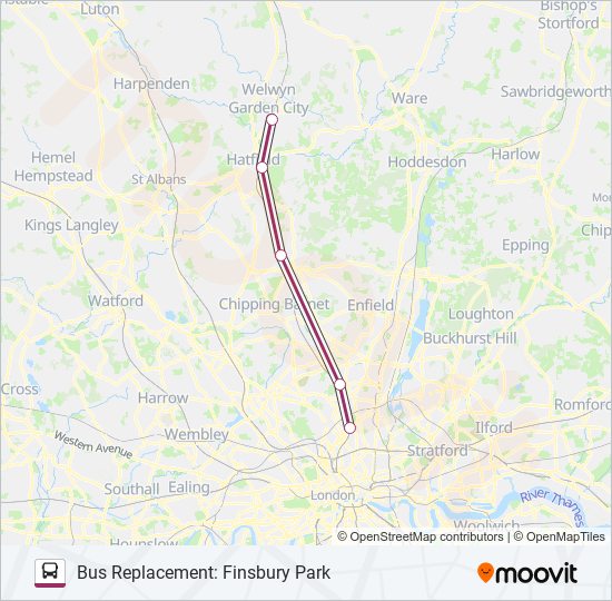 thameslink Route: Schedules, Stops & Maps - Bus Replacement: Finsbury ...
