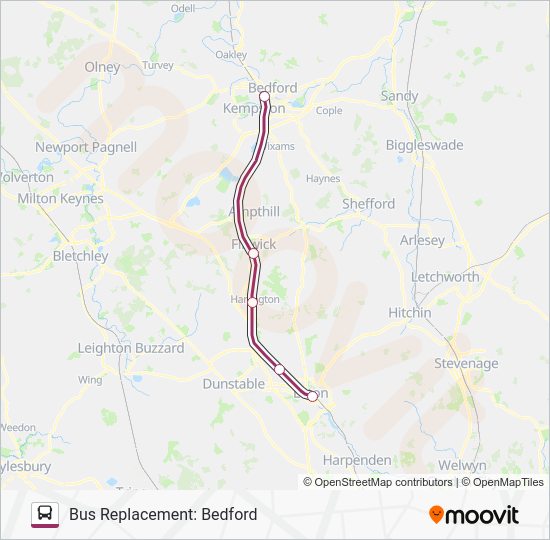 thameslink Route: Schedules, Stops & Maps - Bus Replacement: Bedford ...