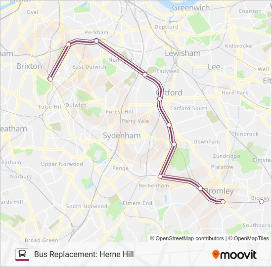 THAMESLINK Route: Schedules, Stops & Maps - Bus Replacement: Herne Hill ...