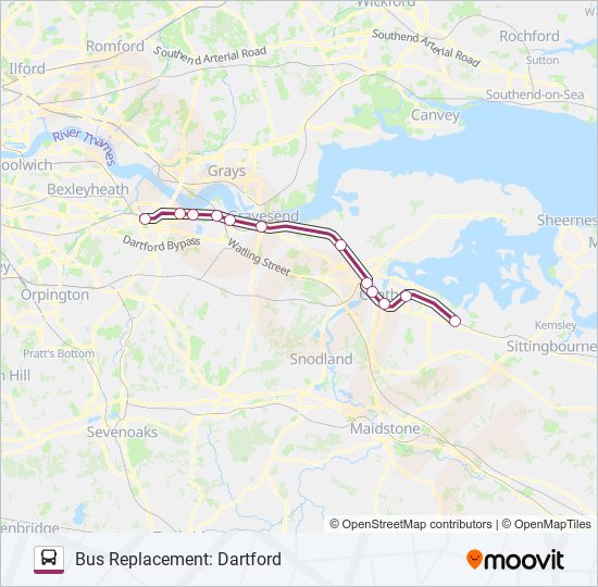thameslink Route: Schedules, Stops & Maps - Bus Replacement: Dartford ...