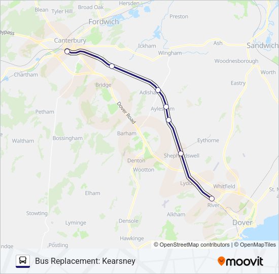 southeastern Route: Schedules, Stops & Maps - Bus Replacement: Kearsney ...