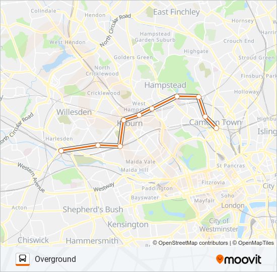 overground Route: Schedules, Stops & Maps - Bus Replacement: Camden ...