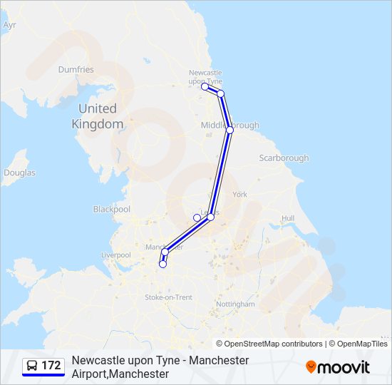 172 Route: Schedules, Stops & Maps - Newcastle upon Tyne (Updated)