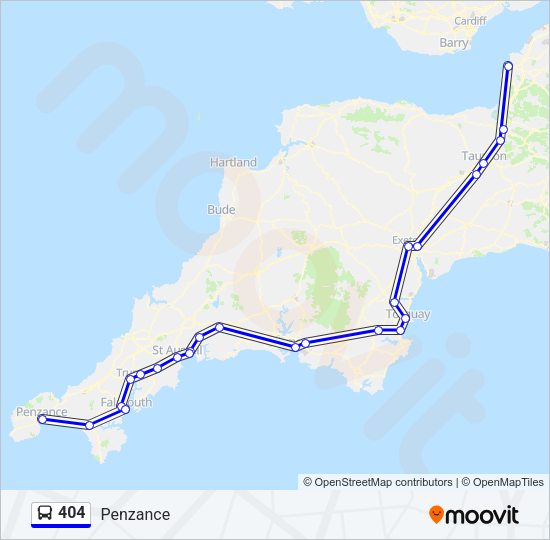 404 Route: Schedules, Stops & Maps - Penzance (Updated)