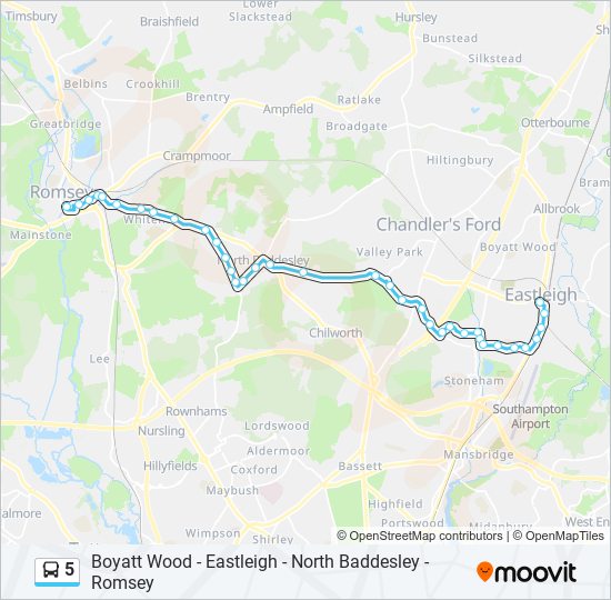 5 Route: Schedules, Stops & Maps - Eastleigh (Updated)