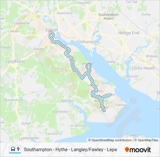 9 Route: Schedules, Stops & Maps - Totton (Updated)
