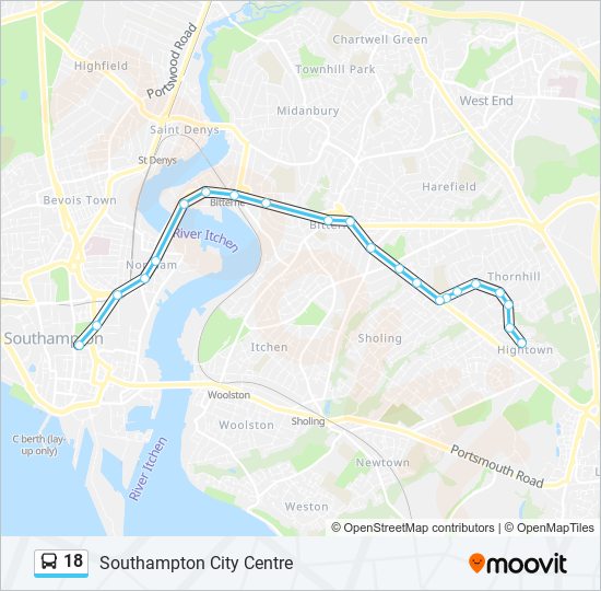 18 Route: Schedules, Stops & Maps - Southampton City Centre (Updated)