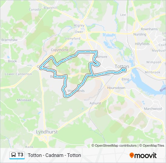 T3 Route: Schedules, Stops & Maps - Totton (Updated)