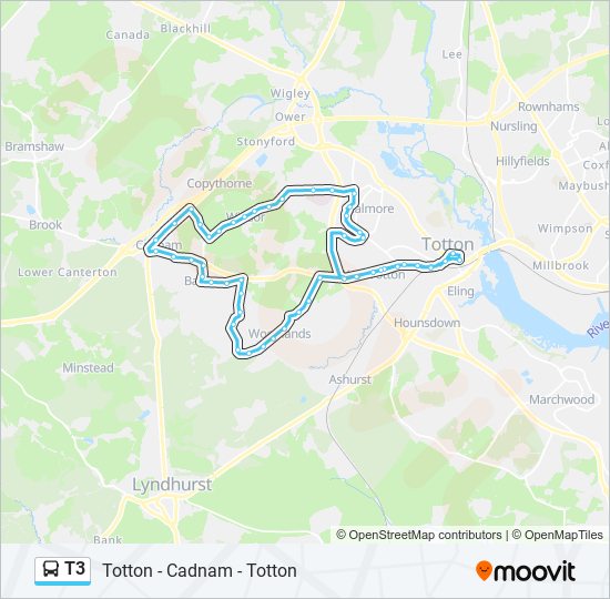 t3 Route: Schedules, Stops & Maps - Totton (Updated)