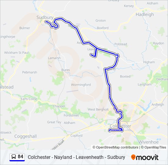 84 Route: Schedules, Stops & Maps - Colchester (Updated)