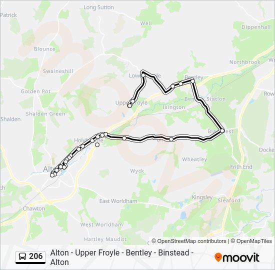 206 Route: Schedules, Stops & Maps - Alton (Updated)