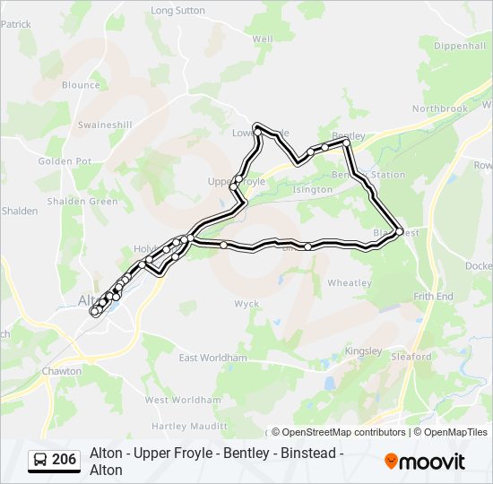 206 Route: Schedules, Stops & Maps - Alton (Updated)