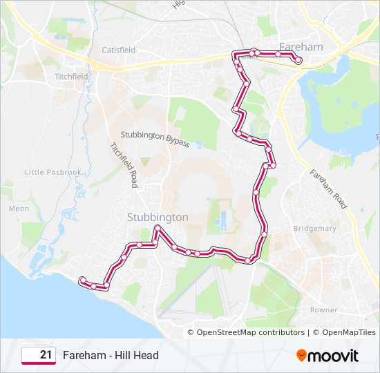 21 Route: Schedules, Stops & Maps - Fareham (Updated)