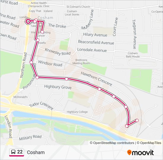 22 Route: Schedules, Stops & Maps - Cosham (Updated)