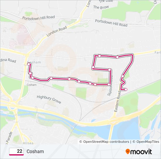 22 Route: Schedules, Stops & Maps - Cosham (Updated)