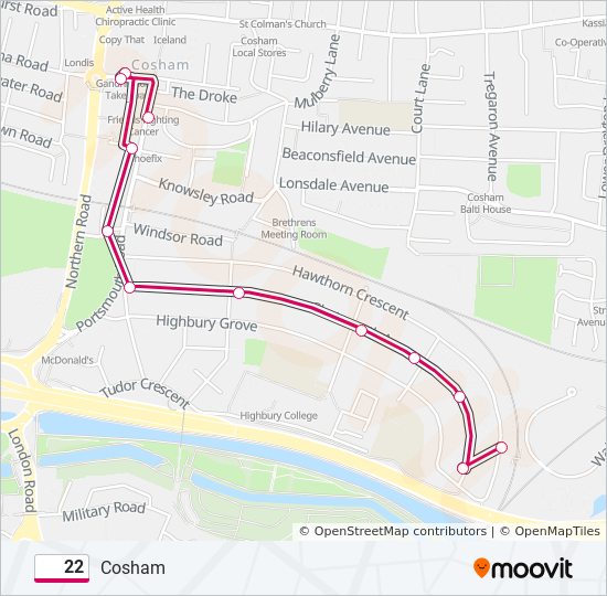 22 Route: Schedules, Stops & Maps - Cosham (Updated)