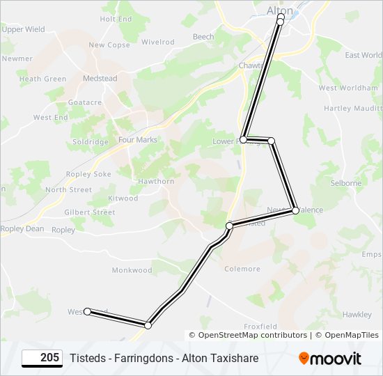 205 Route: Schedules, Stops & Maps - Alton (Updated)