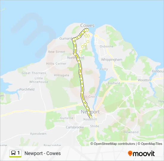 1 Route: Schedules, Stops & Maps - Cowes (Updated)