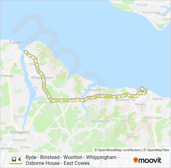 4 Route: Schedules, Stops & Maps - East Cowes (Updated)