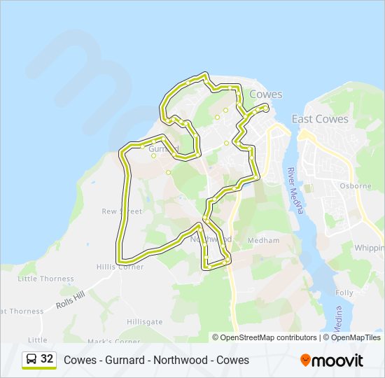 32 Route: Schedules, Stops & Maps - Cowes (Updated)