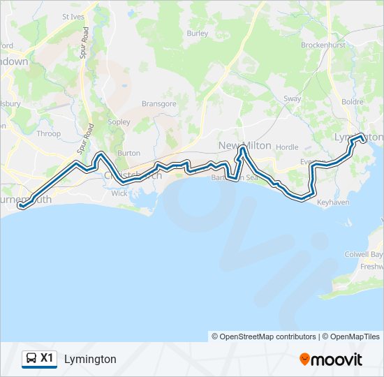 x1 Route: Schedules, Stops & Maps - Lymington (Updated)