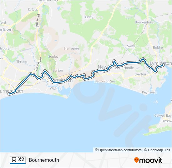 X2 Route: Schedules, Stops & Maps - Bournemouth (Updated)