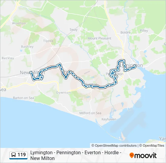 119 Route: Schedules, Stops & Maps - New Milton (Updated)