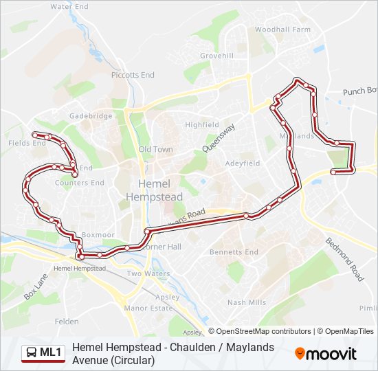 ml1 Route: Schedules, Stops & Maps - Leverstock Green (Updated)