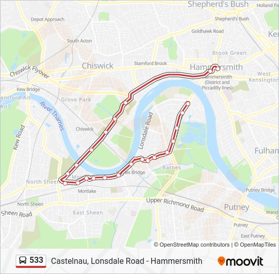 533 Route: Schedules, Stops & Maps - Hammersmith (Updated)