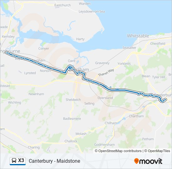 x3 Route: Schedules, Stops & Maps - Sittingbourne (Updated)