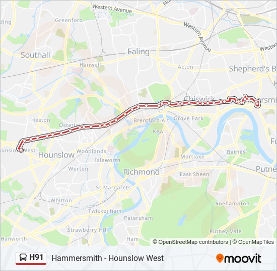 h91 Route: Schedules, Stops & Maps - Hammersmith (Updated)