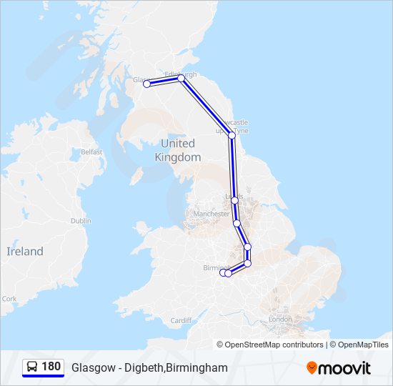 180 Route: Schedules, Stops & Maps - Digbeth (Updated)