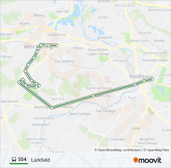 554 Route: Schedules, Stops & Maps - Larkfield (Updated)