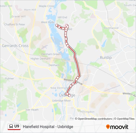 U9 Route: Schedules, Stops & Maps - Harefield Hospital (Updated)