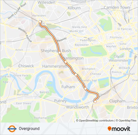 overground Route: Schedules, Stops & Maps - Clapham Junction‎→Willesden ...