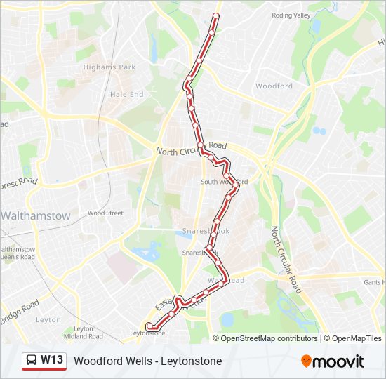 w13 Route: Schedules, Stops & Maps - Woodford Wells (Updated)