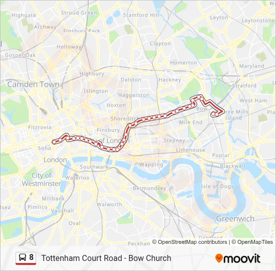 8 Route: Schedules, Stops & Maps - Bow Church (Updated)