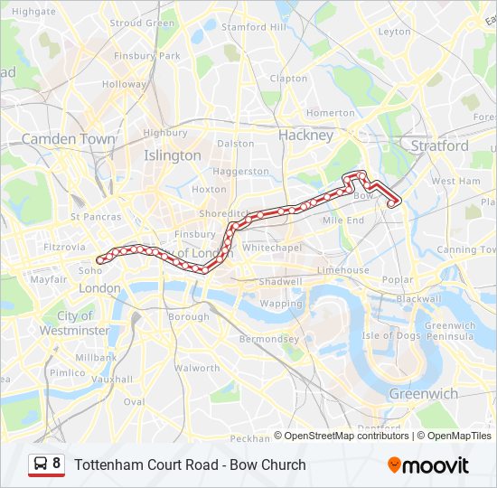 8 Route: Schedules, Stops & Maps - Tottenham Court Road (Updated)