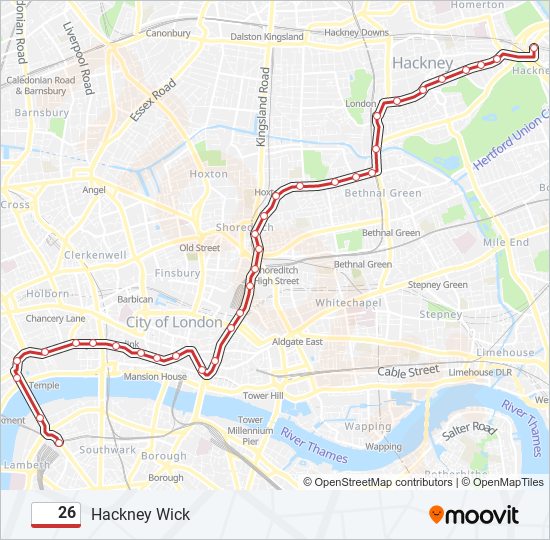 26 Route: Schedules, Stops & Maps - Hackney Wick (Updated)