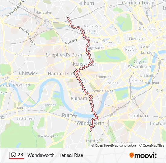 28 Route: Schedules, Stops & Maps - Wandsworth (Updated)