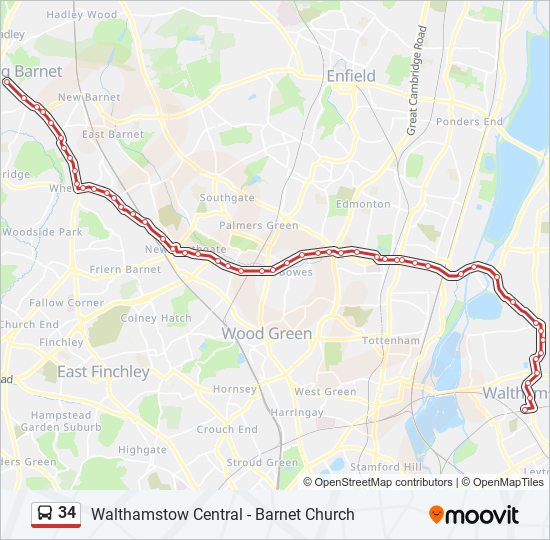 34 Route: Schedules, Stops & Maps - Walthamstow Central (Updated)