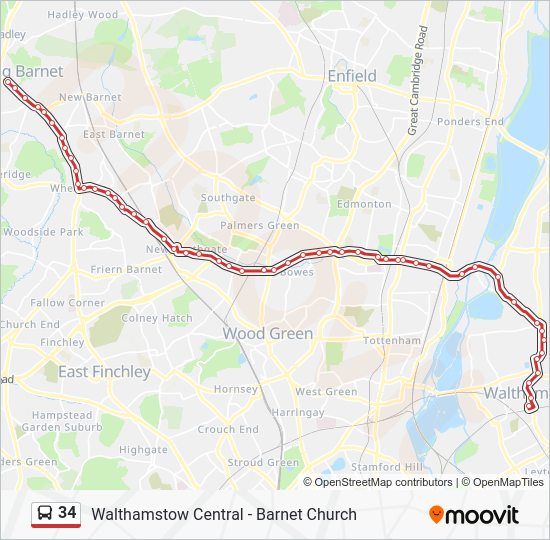 34 Route: Schedules, Stops & Maps - Walthamstow Central (Updated)