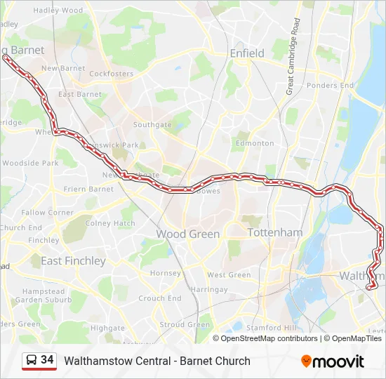 34 Route: Schedules, Stops & Maps - Walthamstow Central (Updated)