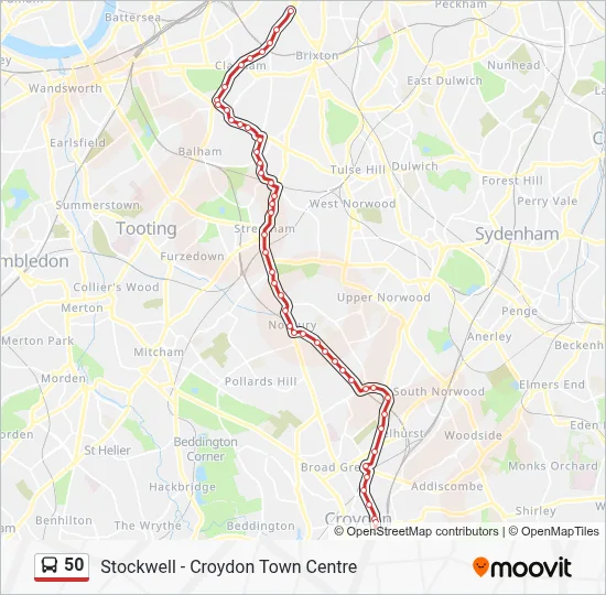 50 Route: Schedules, Stops & Maps - Croydon Town Centre (Updated)
