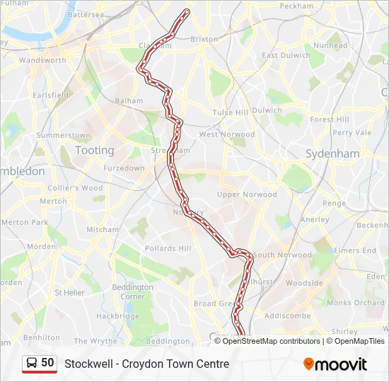 50 Route: Schedules, Stops & Maps - Croydon Town Centre (Updated)