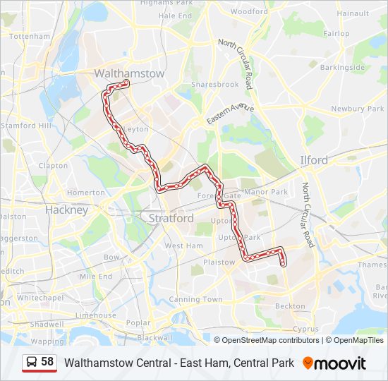 58 Route: Schedules, Stops & Maps - Walthamstow Central (Updated)
