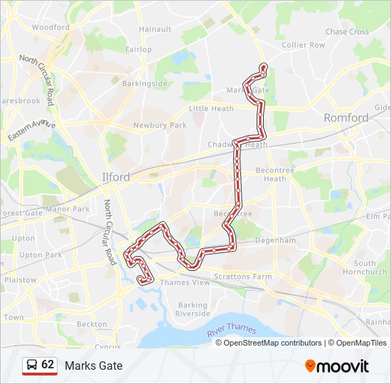 62 Route: Schedules, Stops & Maps - Marks Gate (Updated)