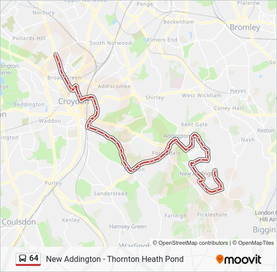 64 Route: Schedules, Stops & Maps - Thornton Heath Pond (Updated)