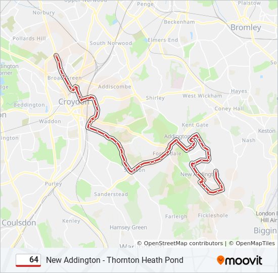 64 Route: Schedules, Stops & Maps - Thornton Heath Pond (Updated)