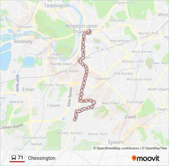 71 Route: Schedules, Stops & Maps - Chessington (Updated)
